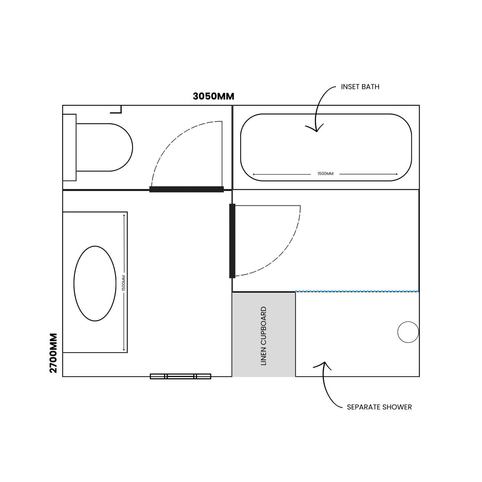 Three-Way Family Bathroom | Bathroom 2 - Banana Bathrooms